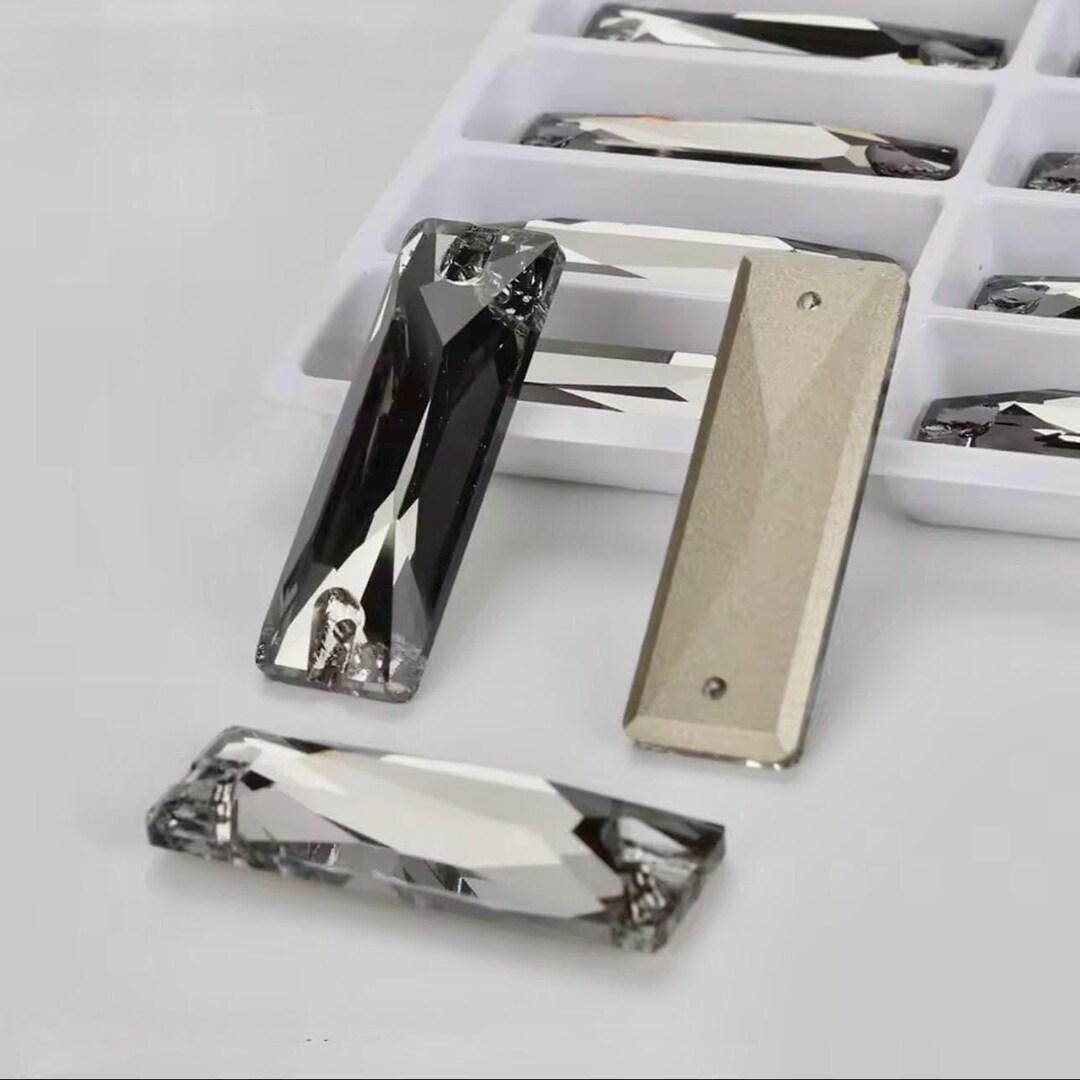 Black Diamond 3255 Sew on Glass Crystal Cosmic Baguette Slim Rectangle ...
