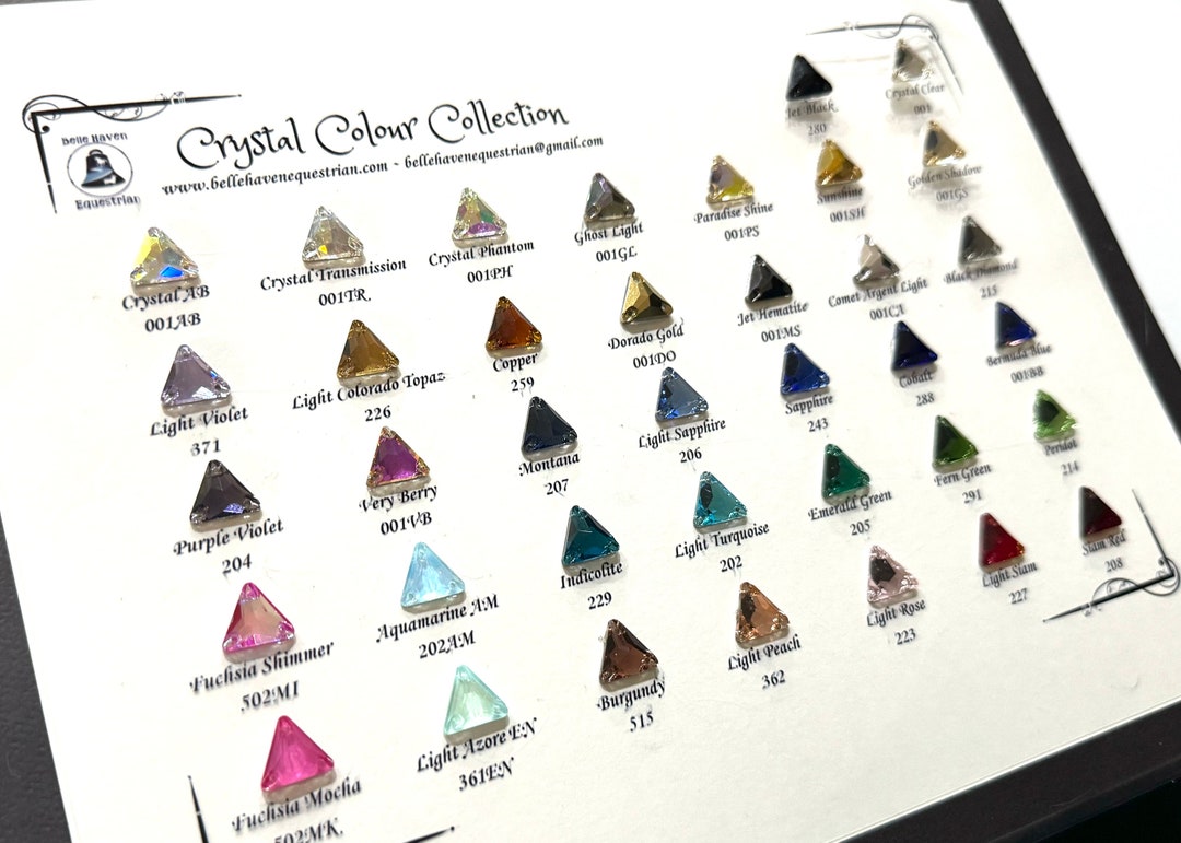 Crystal Color Collection Card • Sew on Rhinestone Sample Chart ...