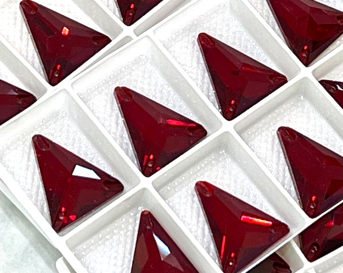 Siam Red Isosceles / Tall / Slim Triangle Sew on Glass Flatback ...