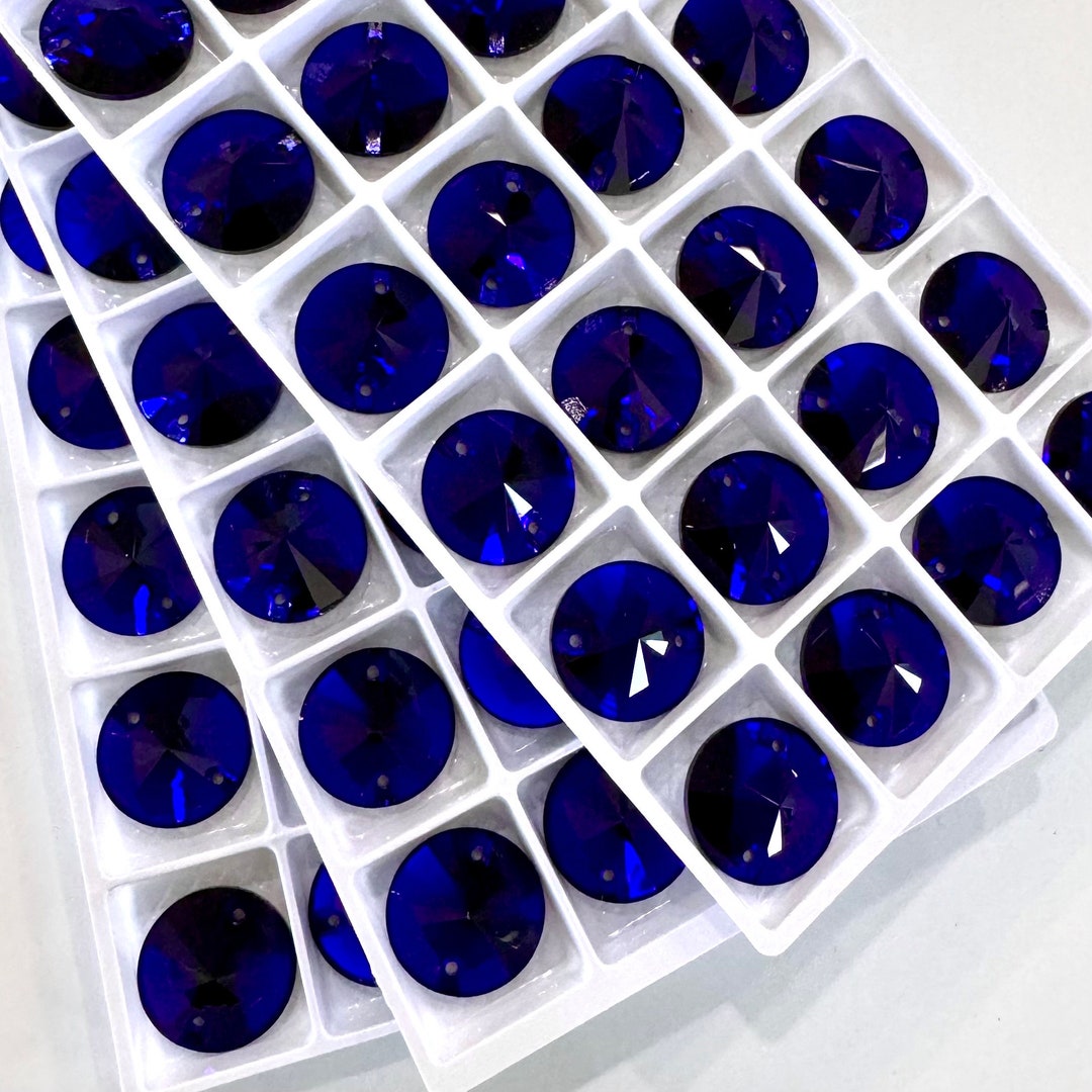 Cobalt Blue / Indigo - Sew on Crystal Rivoli Round 12mm 14mm & 16mm ...