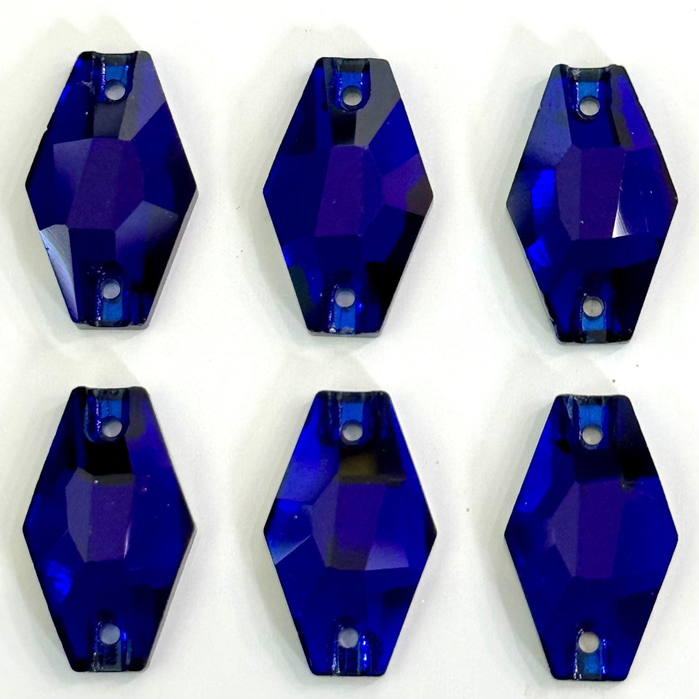 Cobalt Blue / Indigo - Sew on Crystal Hexagon Flatback Rhinestones ...