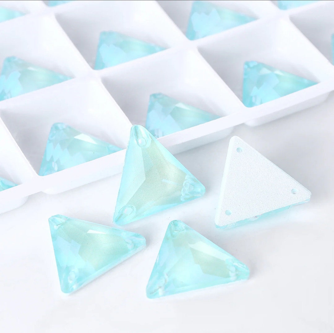 Light Azore EN / Mint Delite Sew on Glass Crystal Triangles 12mm 16mm ...