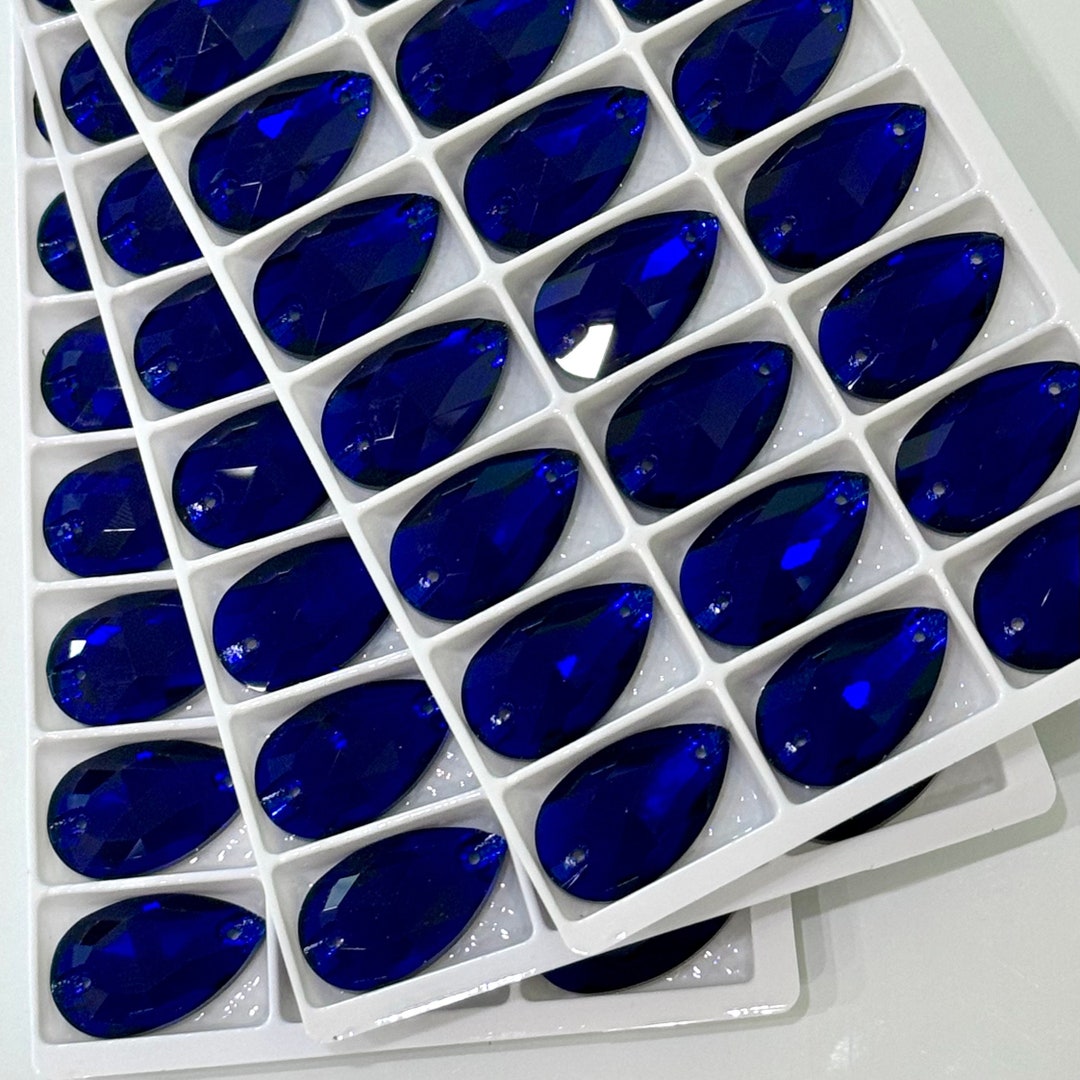 Cobalt Blue / Indigo- Sew on Glass Crystal 3230 Teardrop / Pear 11x18mm ...