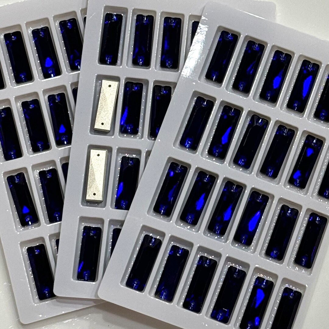 Cobalt Blue / Indigo Sew on Glass Crystal Cosmic Baguette / Rectangle ...