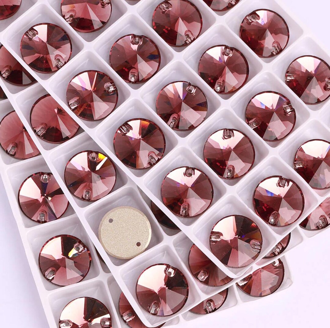 Burgundy - Sew on Crystal Rivoli Round 12mm 14mm & 16mm Flatback ...