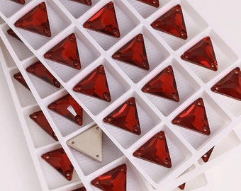 Siam Red Isosceles / Tall / Slim Triangle Sew on Glass Flatback ...