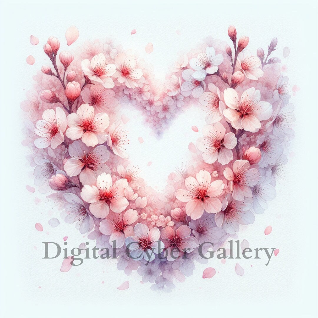 5 Heart Flower Pack Clipart 4K Png Digital Crafts Giftcard - Etsy