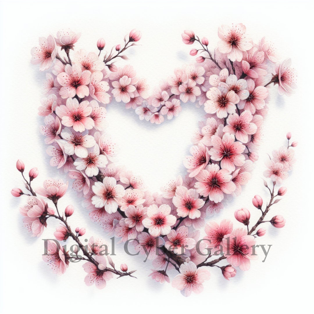 5 Heart Flower Pack Clipart 4K Png Digital Crafts Giftcard - Etsy