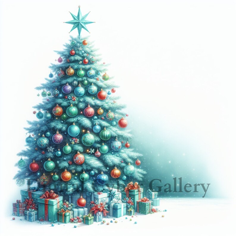 Green Christmas Tree Clipart Pack 4K Png, Digital Download Collage ...