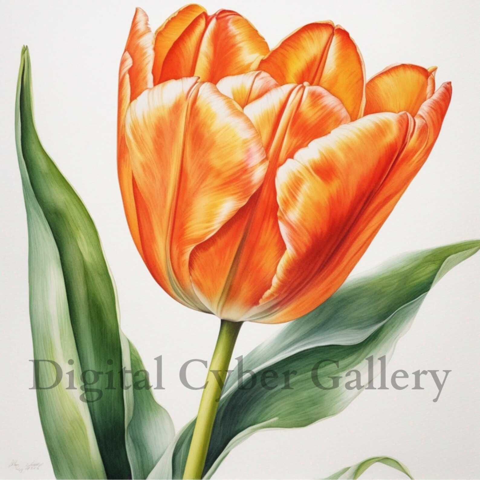 Orange Tulip Clipart 5 Stock Images, Digital Download 4K Png, Digital ...