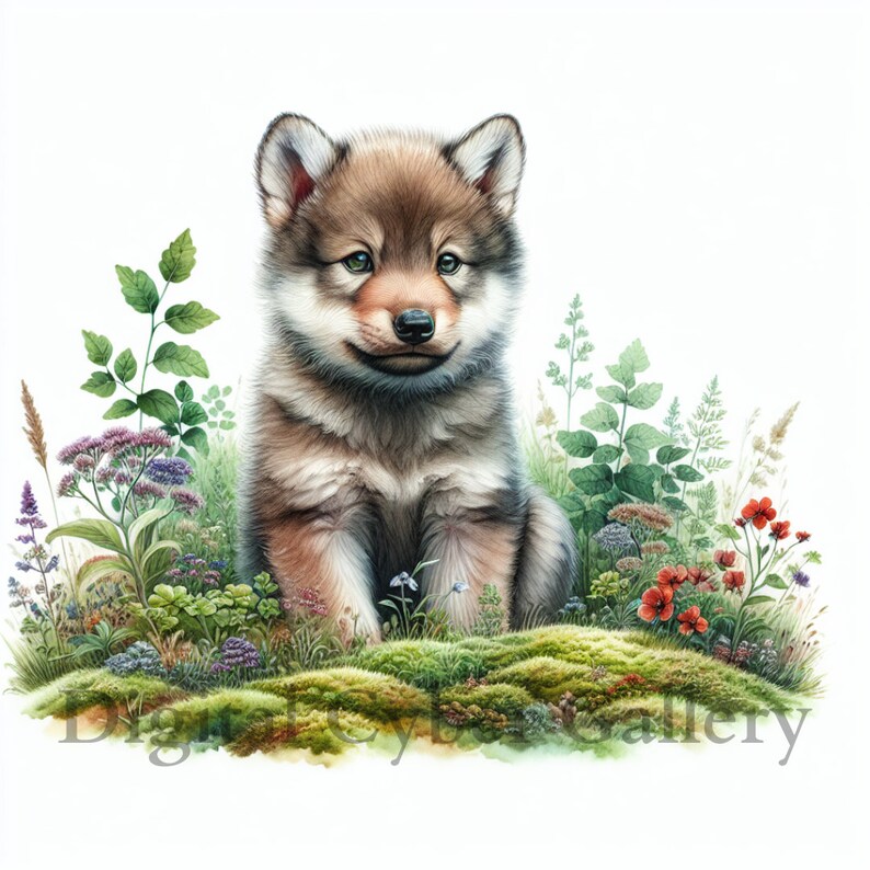 5 Cute Little Wolf Clipart Pack 4K Png, Digital Crafts, Paper Crafts ...