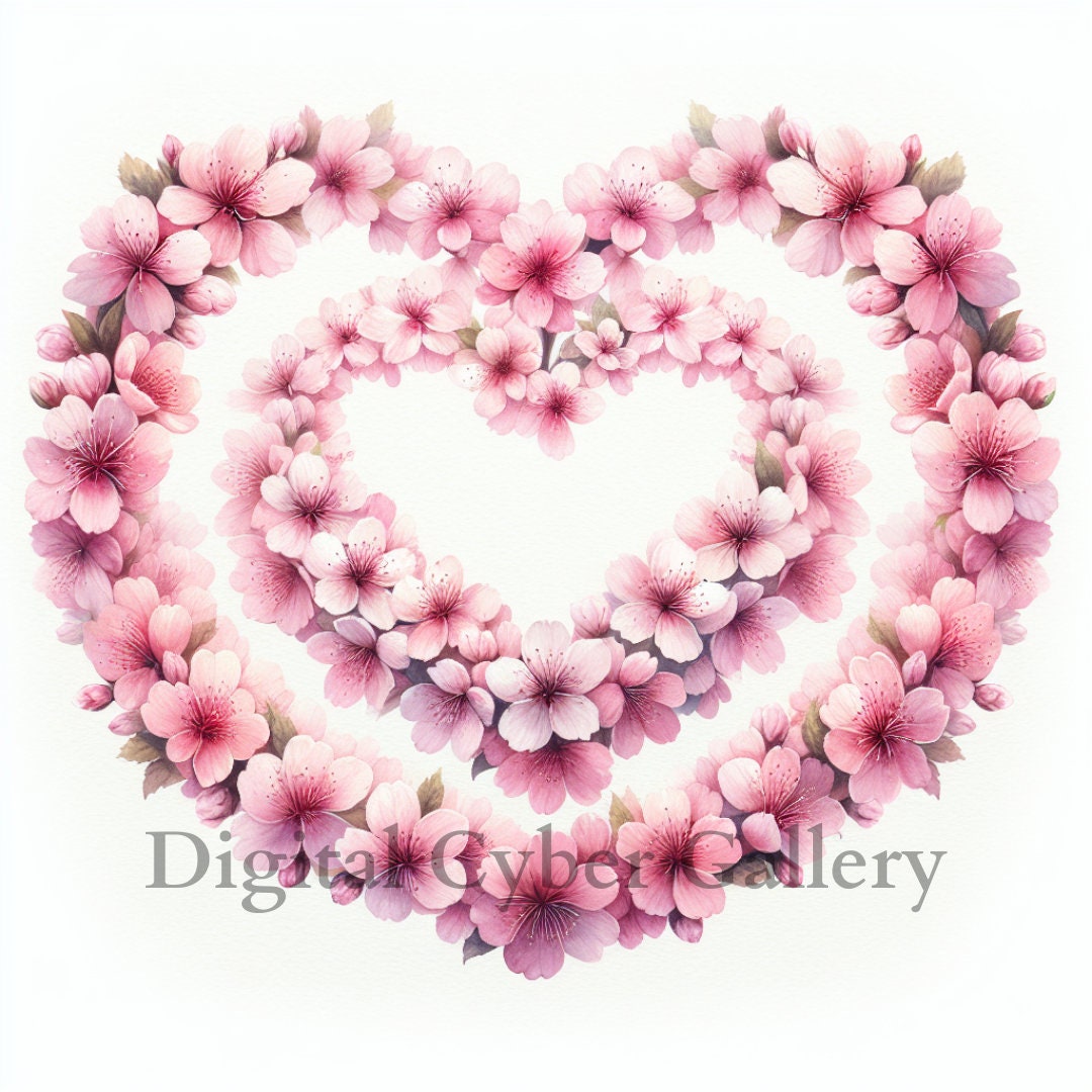 5 Heart Flower Pack Clipart 4K Png Digital Crafts Giftcard - Etsy