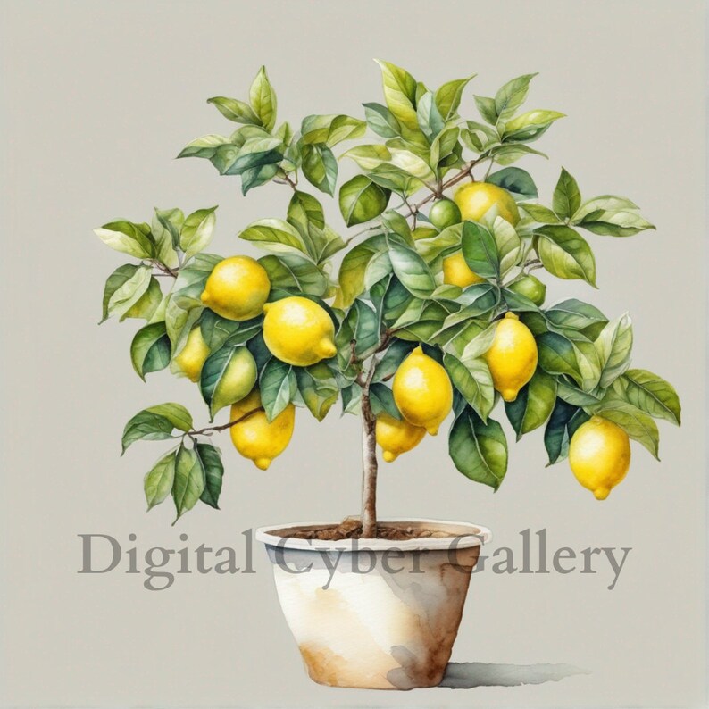Lemon Tree Clipart 4K Png, Digital Clipart Download, Paper Crafts, Tree ...