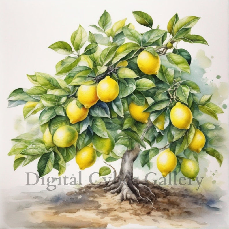 Lemon Tree Clipart 4K Png, Digital Clipart Download, Paper Crafts, Tree ...