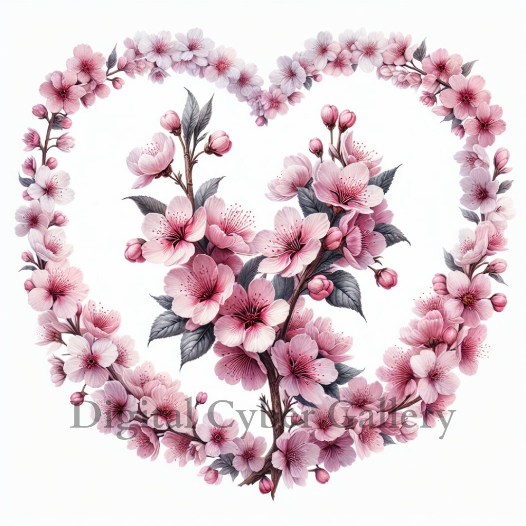 5 Heart Flower Pack Clipart 4K Png Digital Crafts Giftcard - Etsy
