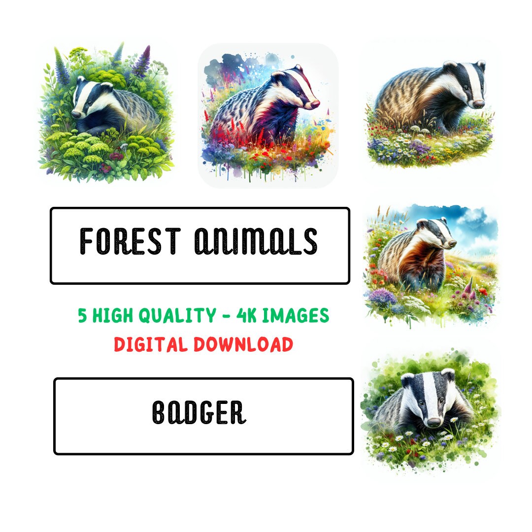5 Cute Badger Clipart Pack 4K Png Download, Scrapbook Making, Diy Paper ...