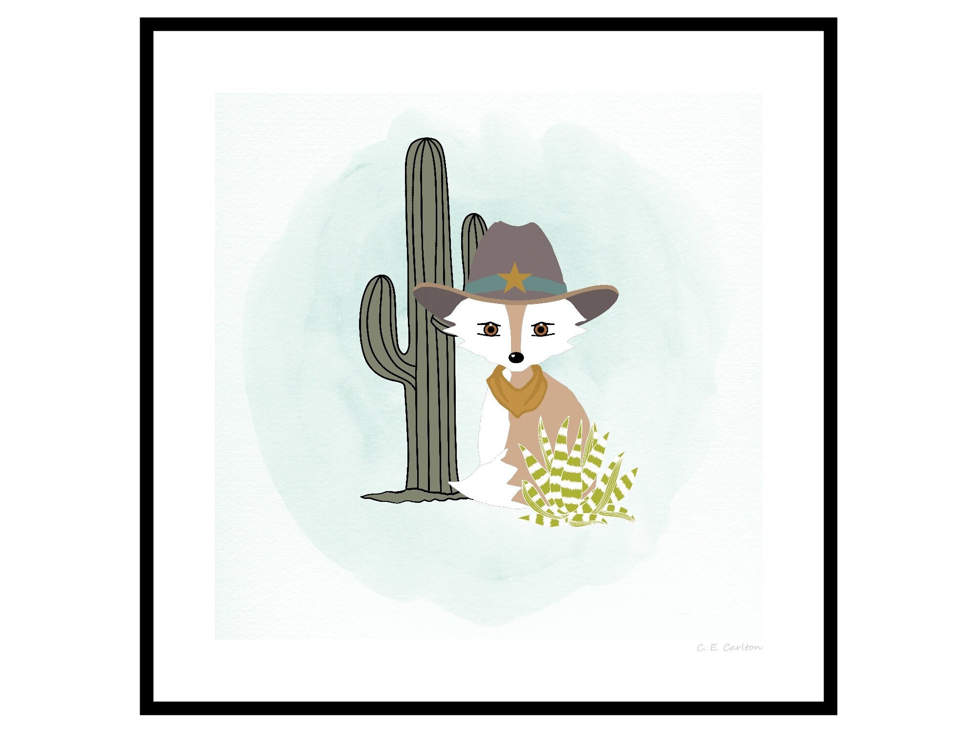 Cowboy Fox Nursery Kids Wall Art PRINTABLE Original Art - Etsy