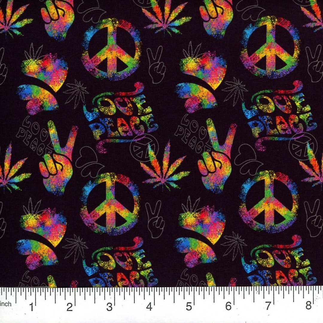 Peace & Love Cannabis Fabric 43" Wide - Etsy