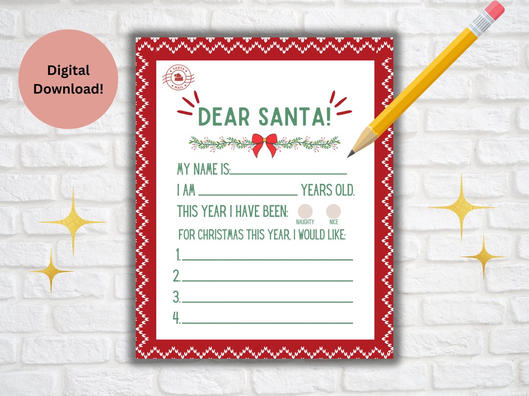 Dear Santa Letter Christmas Santa Letter Kids Christmas Christmas Games ...