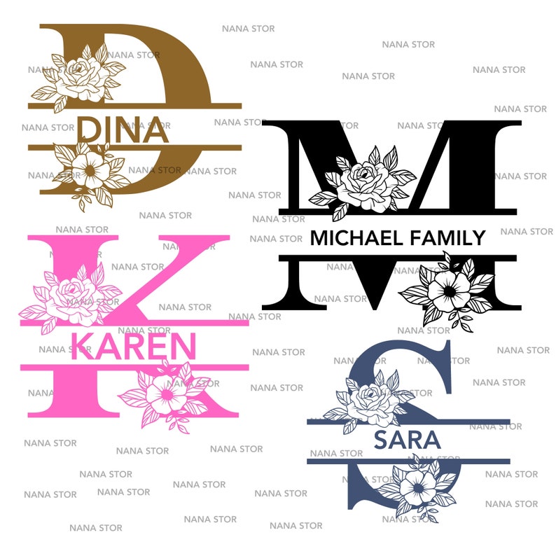 Split Monogram Alphabet SVG JPG PNG Split Monogram Frame - Etsy