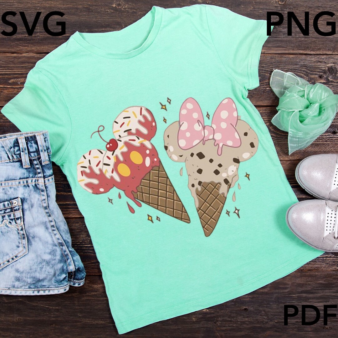 Mickey & Mimi Ice Cream Digital Design - Etsy