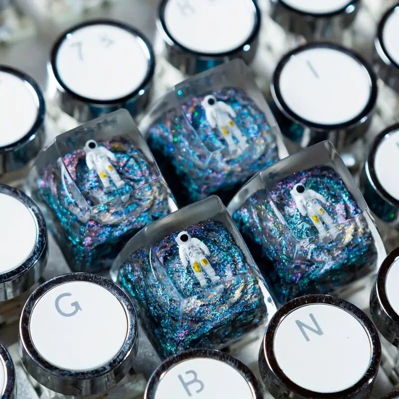 Handmade 3D Printed Keycaps, Colorful Wandering Planet Outline Luminous ...