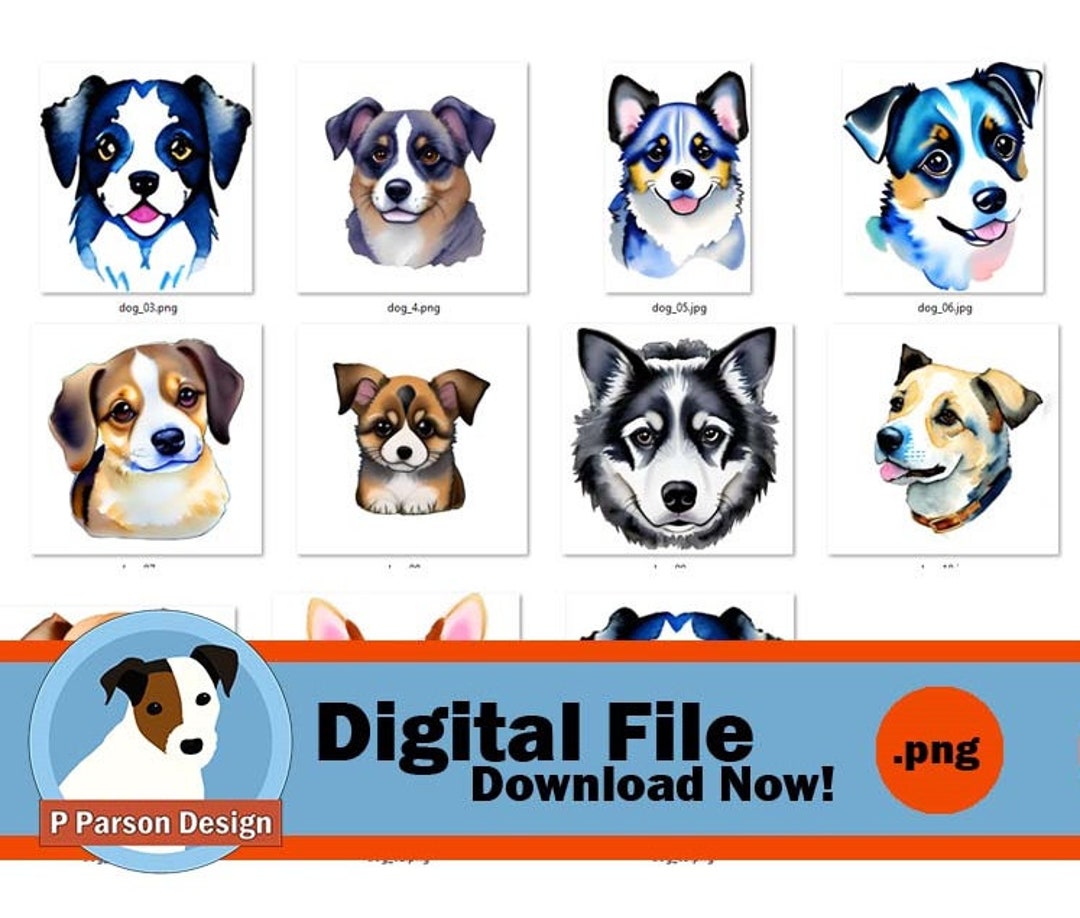 10 Colorful Painted Dog Clipart - Etsy
