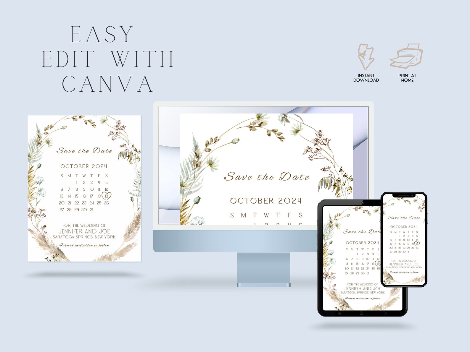 Save the Date Calendar Template, Instant Download, Save the Date Cards ...