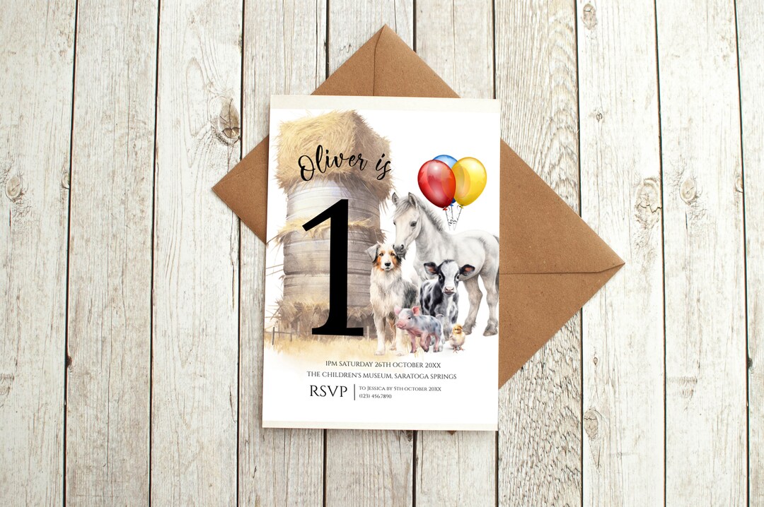 Farm First Birthday Invitation, Barnyard Bash, Farm Animals Birthday ...