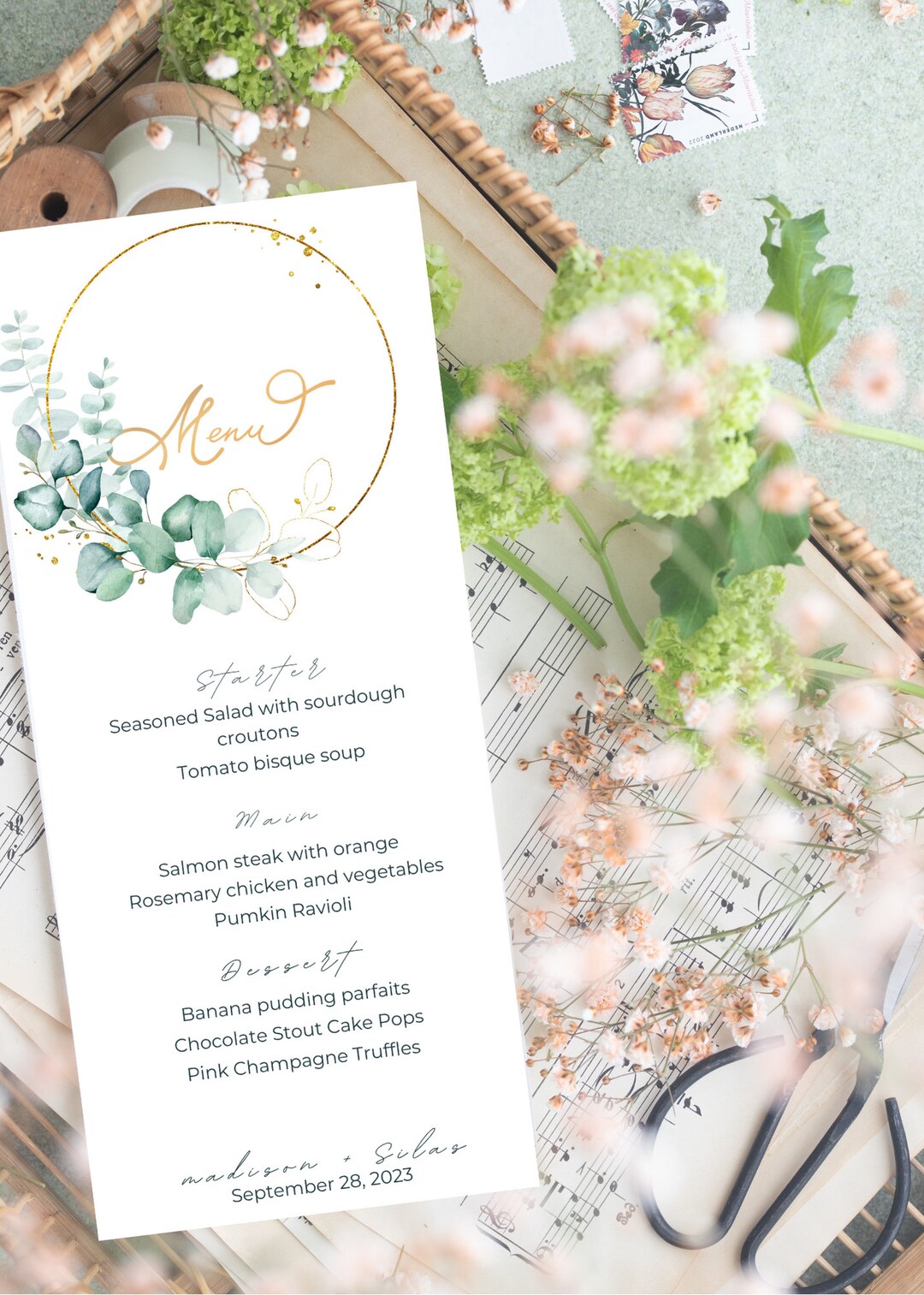 Elegant Wedding Menu, Greenery Wedding Menu - Etsy