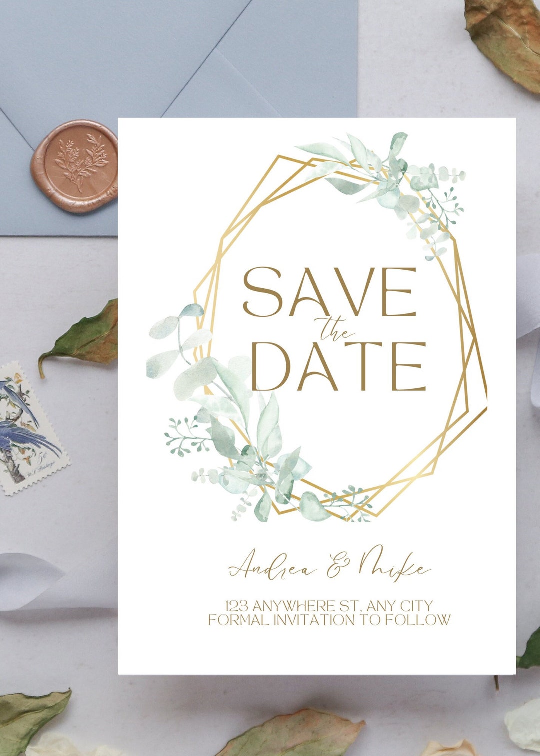 Eucalyptus Border Save the Date, Save the Date - Etsy