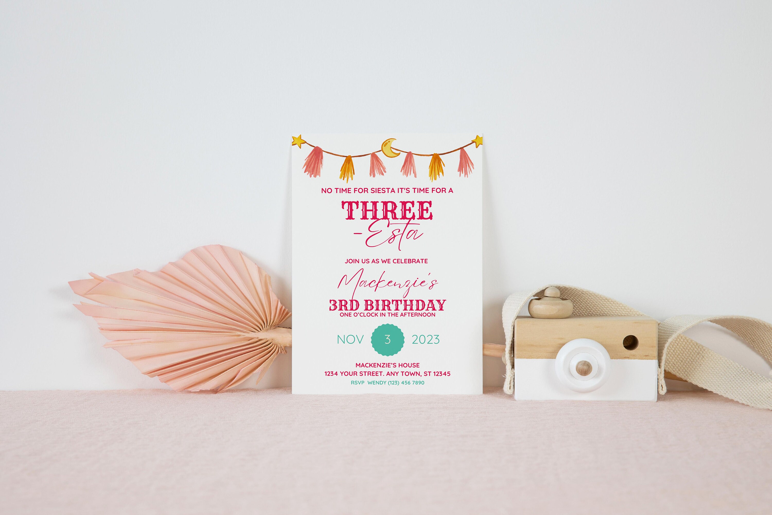 Canva Three-esta Birthday Invitation, Fiesta Three Esta 3rd Birthday ...