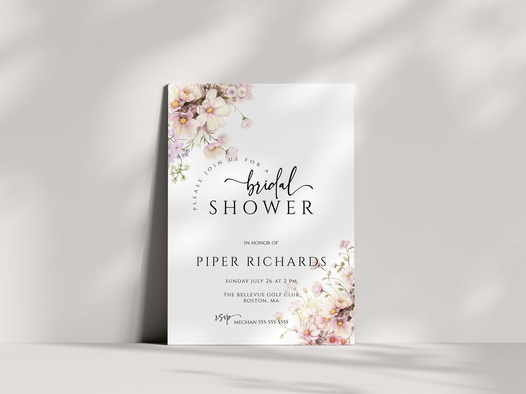 Bridal Shower Invite Template, Boho Bridal Shower Invitation, Bohemian ...