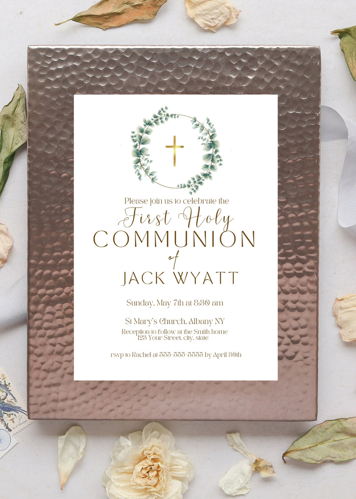 First Communion Invitation Template | First Holy Communion Invitation ...