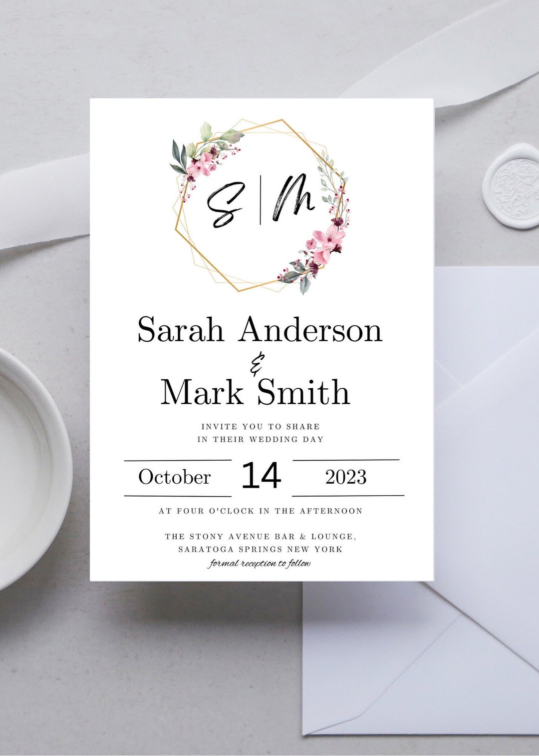 Simple Floral Wedding Invitation - Etsy
