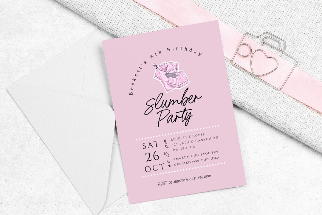 Sleepover Party, Sleep Under Invitation, Digital File, Instant Download ...