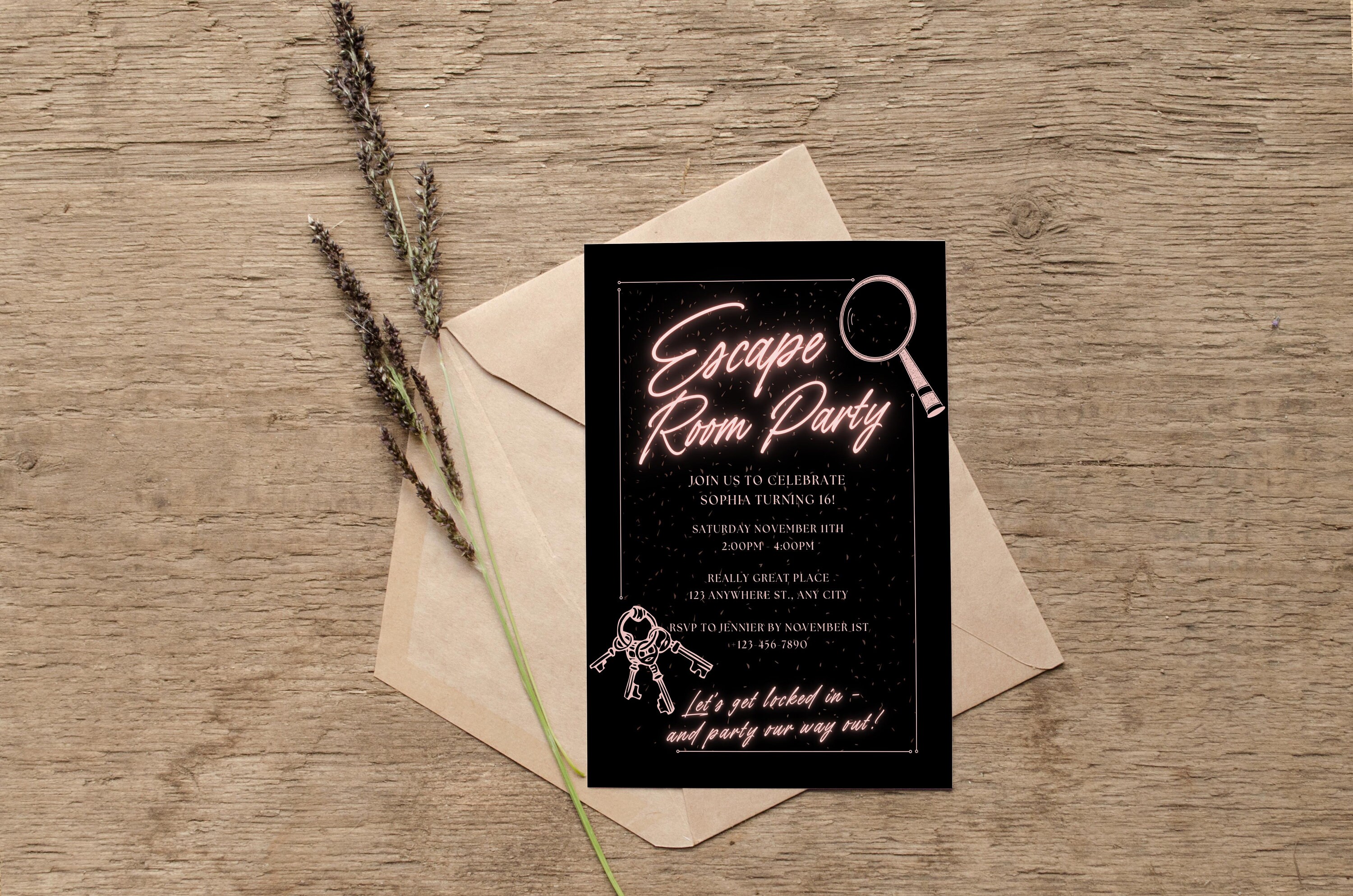 Escape Room Birthday Invitation, Editable Pdf, Editable Escape Room Invitation, Detective ...