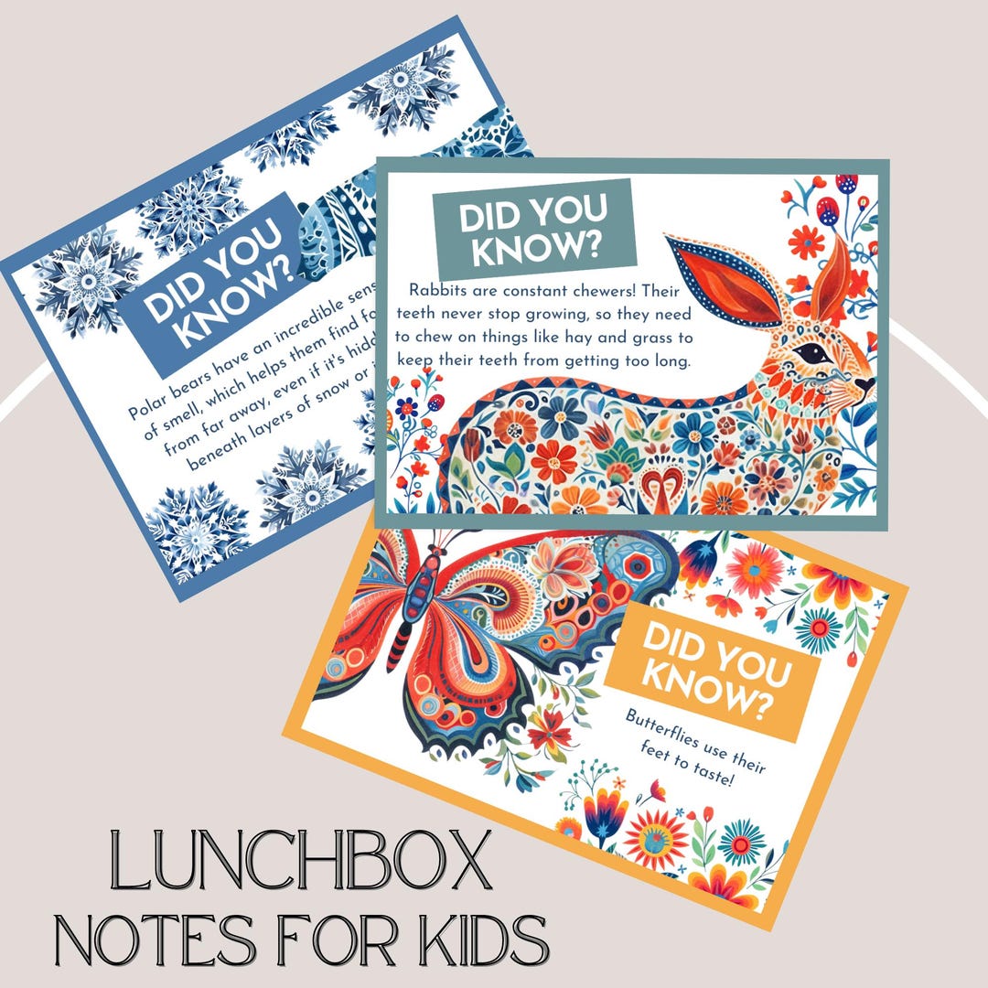 Lunch Box Notes for Kids, School Notes, Printable Lunch Box Notes ...