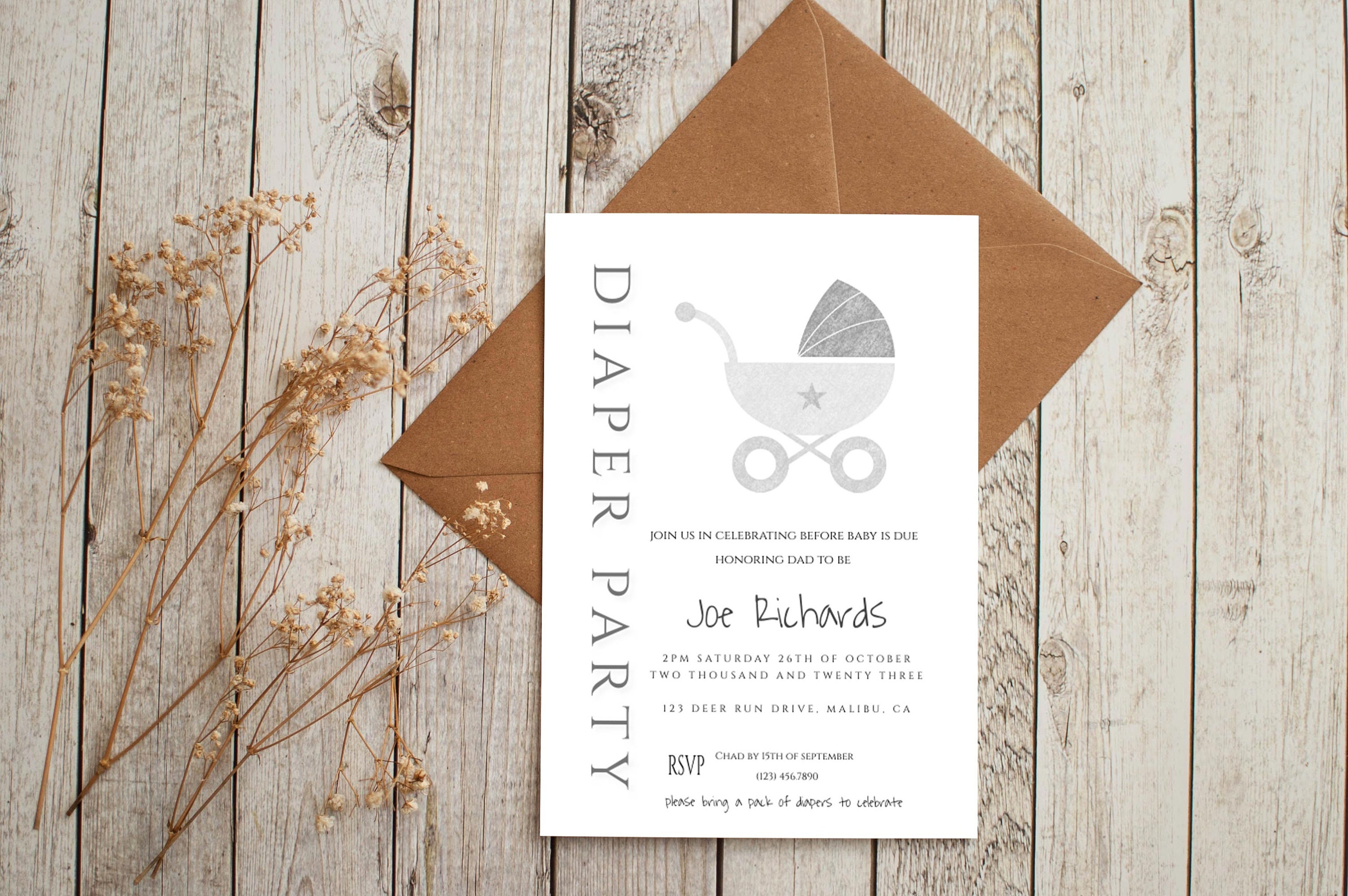 Diaper Party Invitation, Instant Download, Dadchelor Template, Beer and ...
