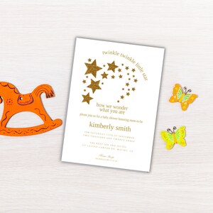 He or She, Twinkle Twinkle Little Star Baby Shower Invitation, Moon and ...