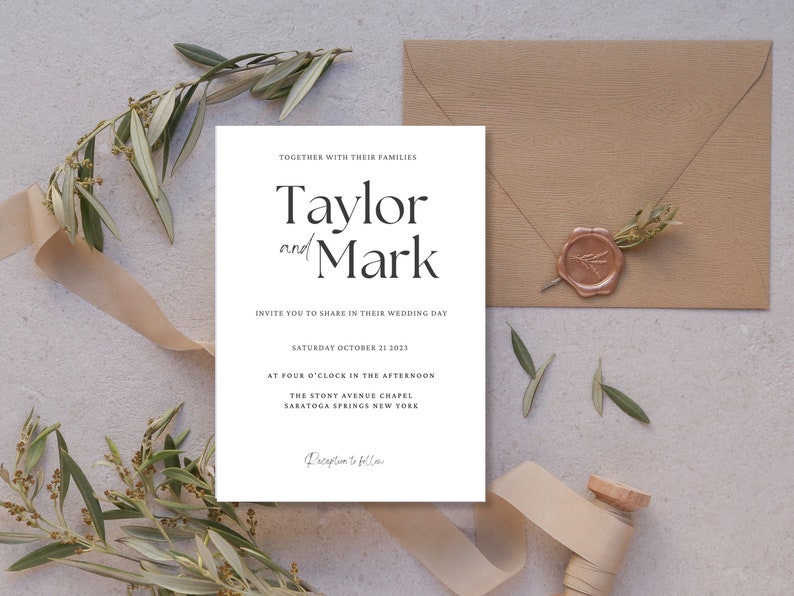 Minimalist Wedding Bundle | Wedding Template | Simple Wedding Invite ...