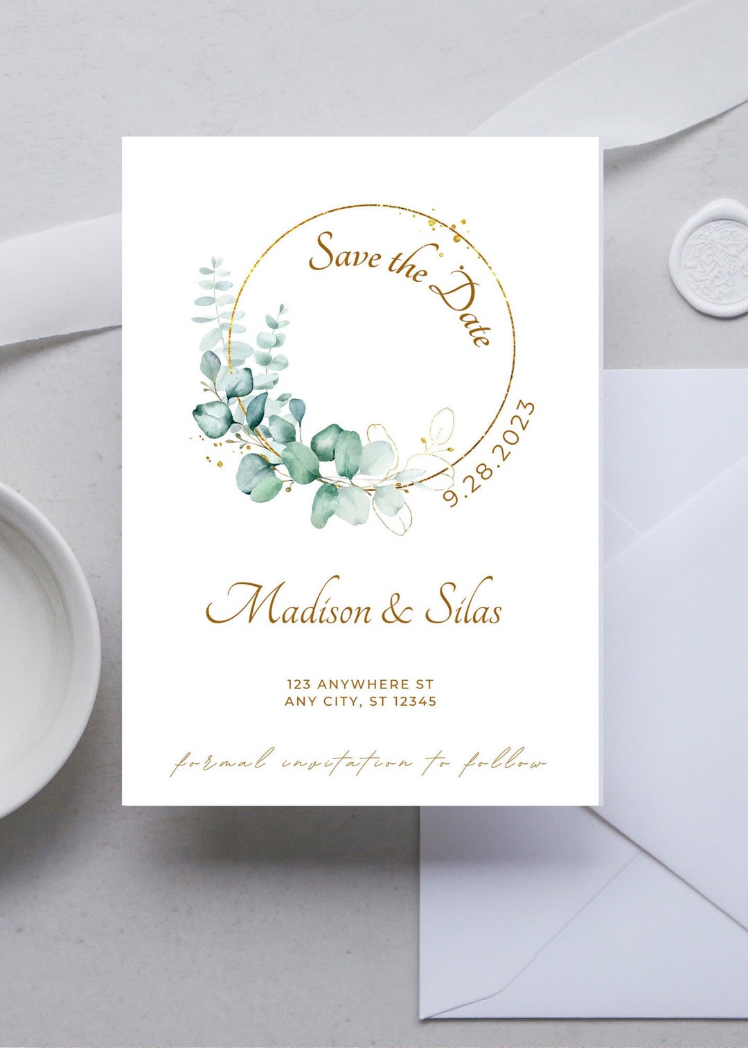 Eucalyptus Save the Date, Save the Date Border - Etsy