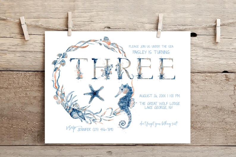 Under the Sea Birthday Invitation, Under the Sea Birthday Invite ...