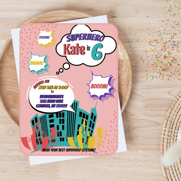 Comic Book Invite - Etsy