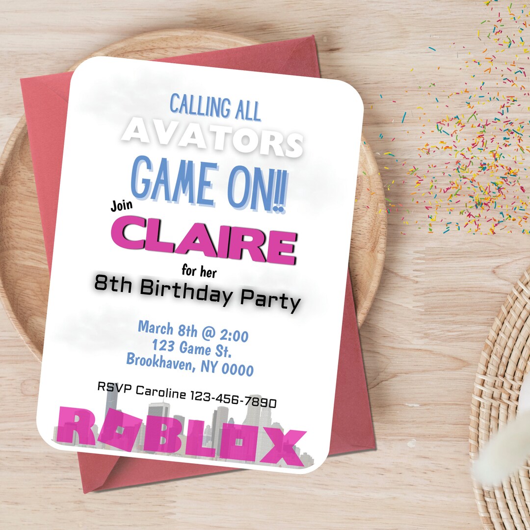 Roblox Birthday Invitation, Roblox Party, Roblox, Roblox Birthday, Girl ...