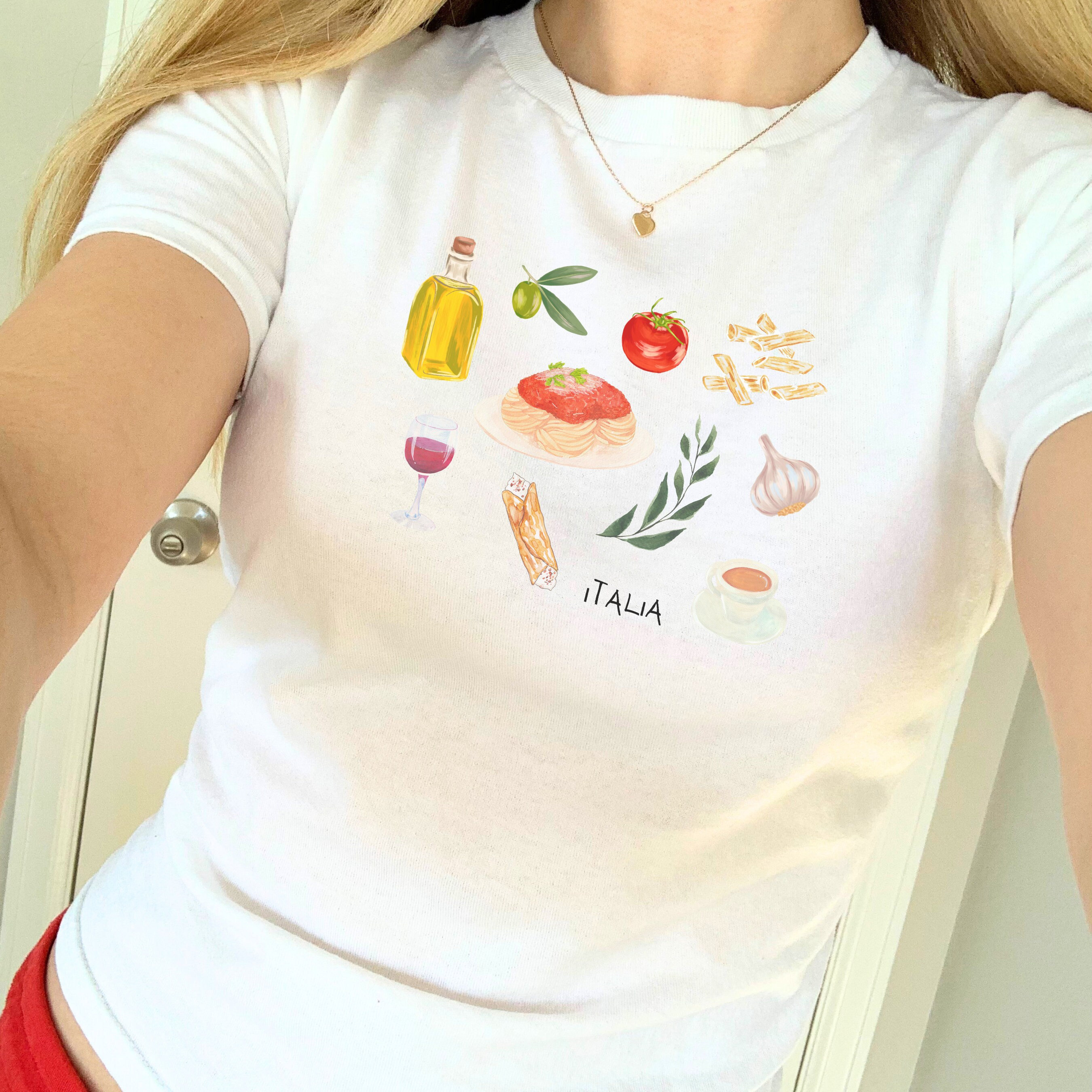 Italian Food Collage Baby Tee, Coquette Graphic Top - Etsy