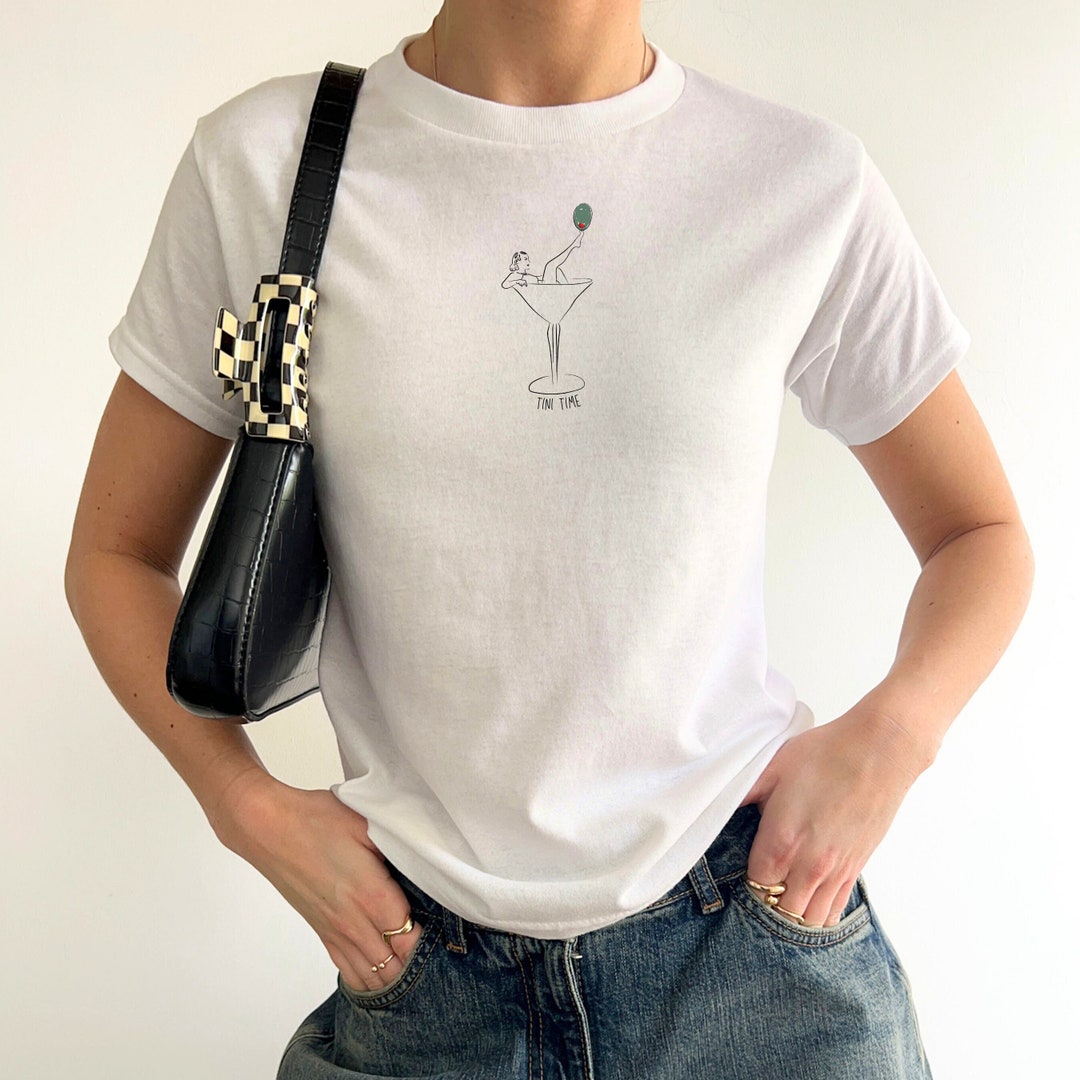 Tini Time Martini Baby Tee Aesthetic Dirty Martini Shirt Downtown Girl ...