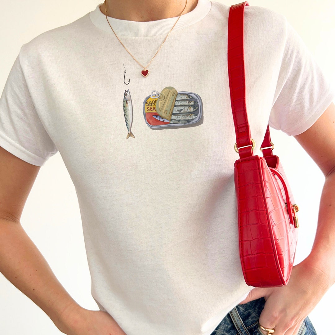 Tinned Fish Baby Tee Aesthetic Seafood Shirt Sardine Coquette Top Y2k ...