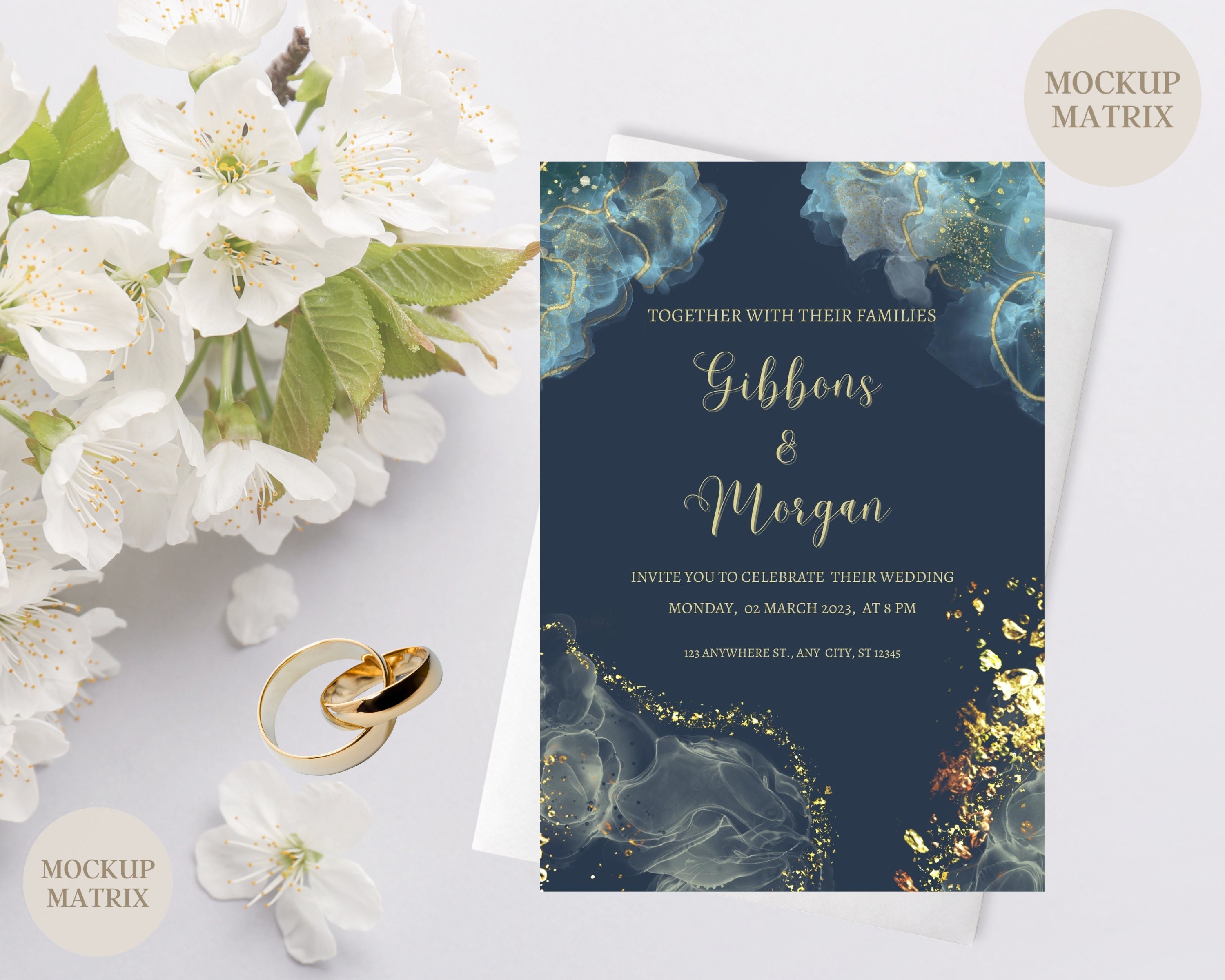 50 Wedding Invitation Card Mockups Bundle 5x7 Cards Portrait Floral ...
