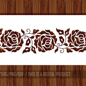 Rose Flower Border Seamless Pattern SVG/ AI/ PNG Transparent Background ...